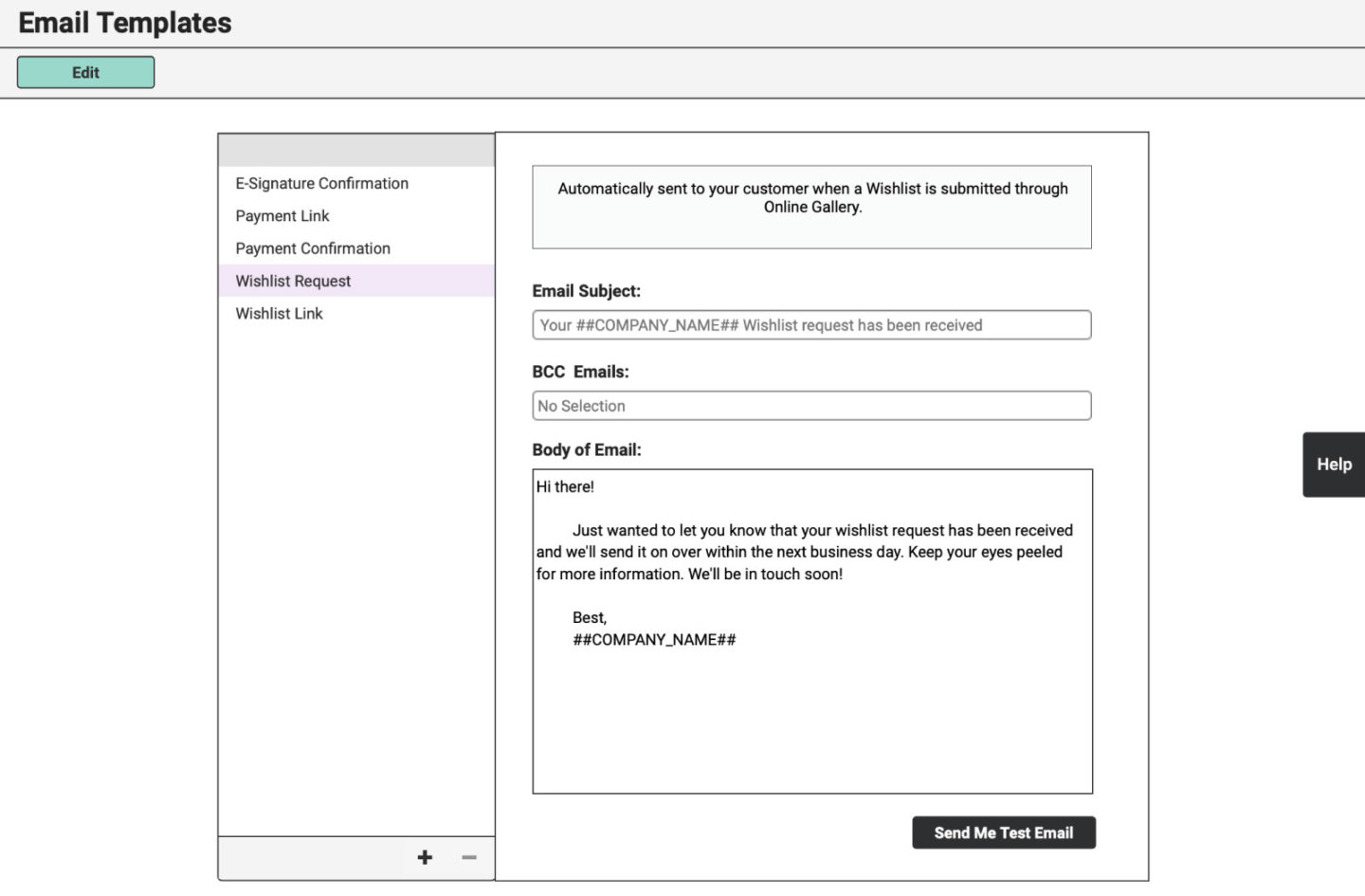 Wishlist Request Email Template - RW Elephant