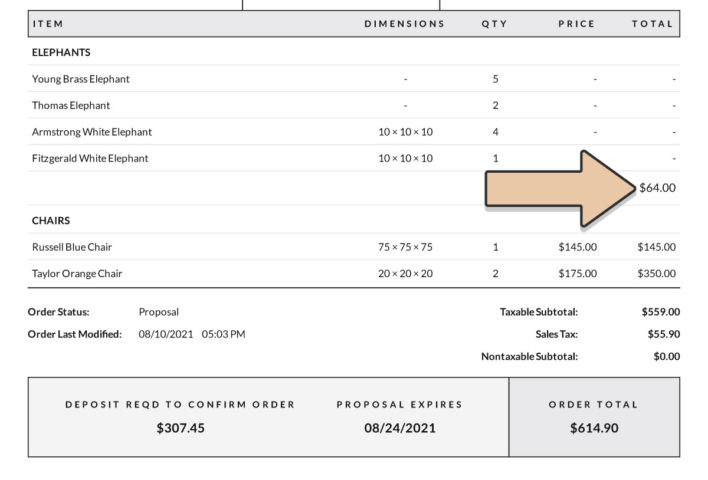 Subtotaling - RW Elephant